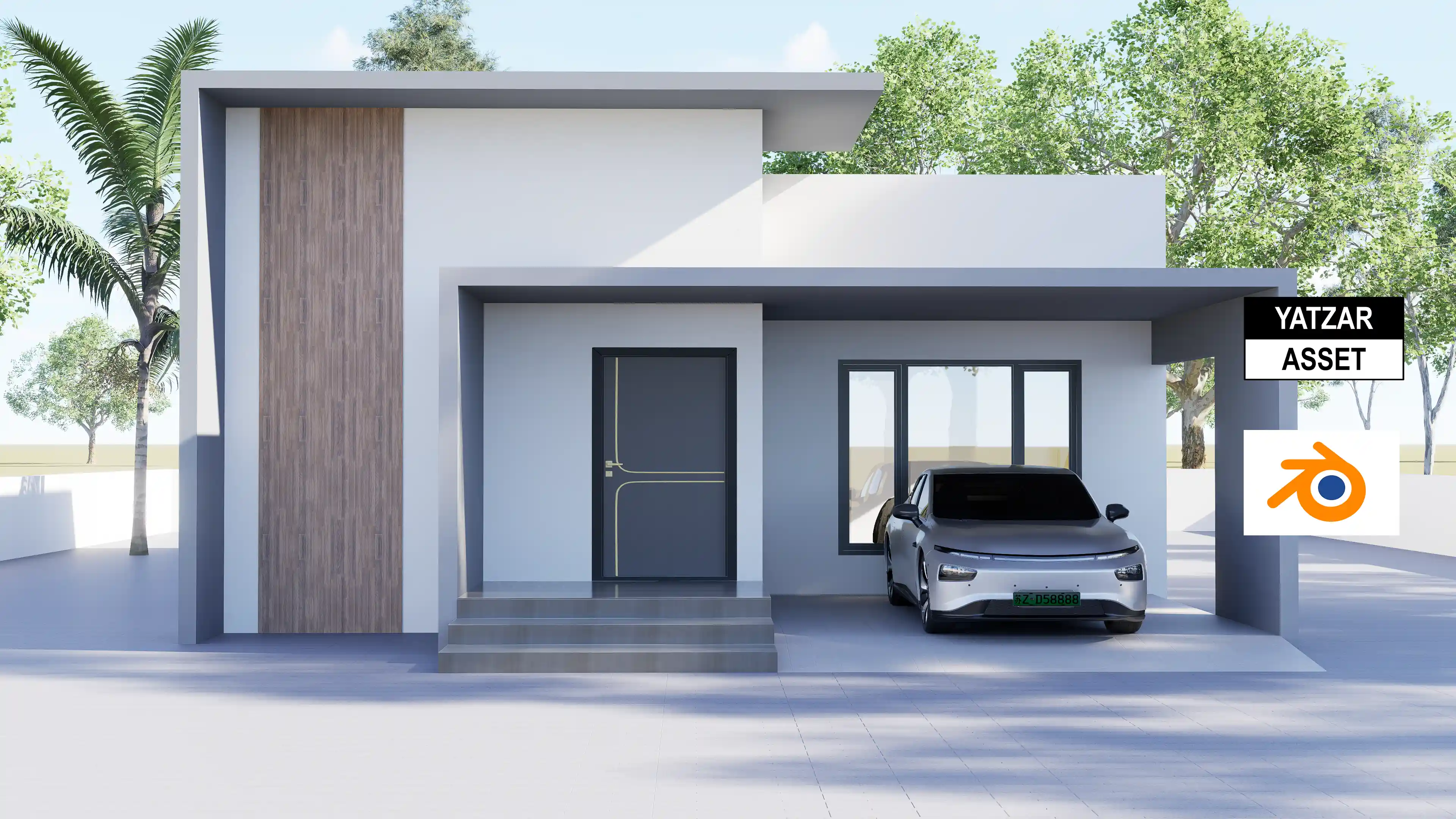 BIM objects - Free Download – Modern 2BHK House | Blender 3D Model ...